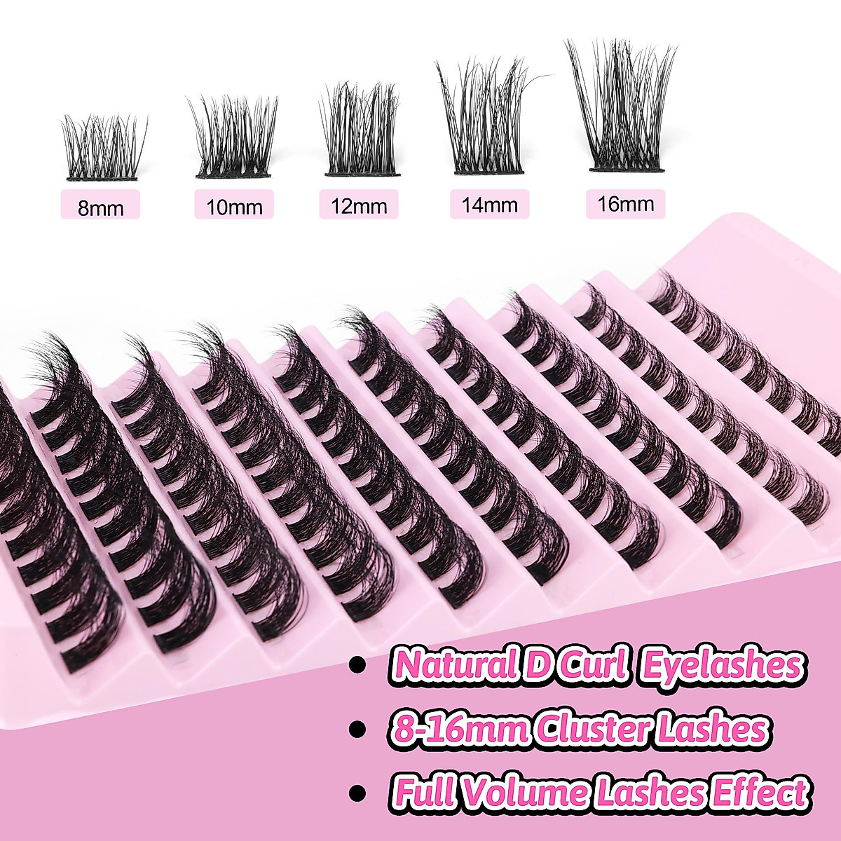 Eyelashes Extension Cluster Lashes Individual Full Volume Lashes Natural Look 8-16MM DIY False Lashes Mink D Curl 100 Pcs Fake Eyelashes by Winifred