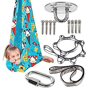 Gumatea Sensory Swing for Kids and Adults Indoor Therapy Swing for Autistic Children Cuddle Swing Christmas Pattern Kids Hammock Swing with Autism , ADHD, Aspergers, Sensory Integration