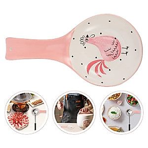 BESTonZON Cooking Spoon Holder Rooster Spoon ceramic spoon rest for stove top ceramic spoon rest for stove top Rooster spoon rest for kitchen counter Rest for Kitchen Coffee Spoon Rest