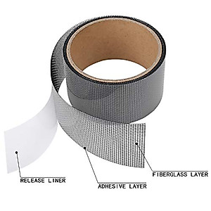 Window Screen Repair Kit Tape Fiberglass Repair Kit for Window Screen and Screen Door Tears Holes 3-Layer Strong Adhesive Window Screen Mesh Repair Waterproof Screen Repair Kit（2"×80 "）Grey