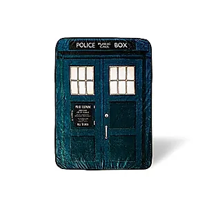 Surreal Entertainment Doctor Who TARDIS Oversized Plush Throw Blanket | Cozy Sherpa Cover For Sofa, Bed | Super Soft Fleece Blanket | Official BBC One Collectible | 45 x 60 Inches, Blue, One Size