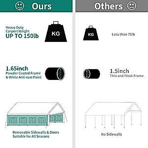 YITAHOME 13'x 26' Party Tent Heavy Duty Wedding Tent Outdoor Canopy Event Shelters Upgraded Galvanized Carport with Removable Sidewall Windows for Commercial, Parties, White