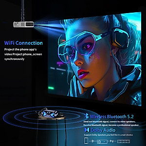 [Auto Focus & Keystone] Android TV 4K Projector with Prime Video Bulit-in,1300Ansi lumens Home Movie Outdoor Projector 4K+ with Wifi 6 and Bluetooth,50% Zoom & 500"Dispaly,8000+ Apps,Dust-Proof