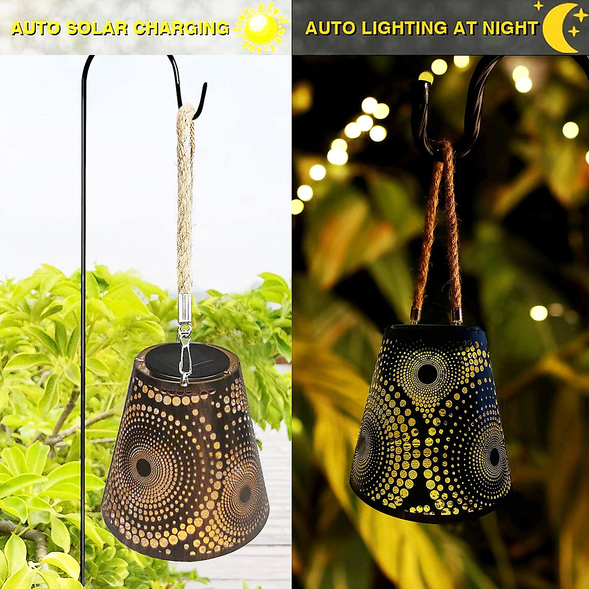 UPCLOUD Solar Lantern Lights Outdoor, Solar Lanterns Outdoor Waterproof Patio Decor Hanging Lanterns for Garden, Courtyard, Table Pathway Party Yard Decorations (Dot)