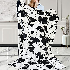50x60IN Cow Print Blanket Soft Fleece Throw Blanket Warm Plush Dog Blankets Lightweight Cozy Blanket Washable Home Décor Cow Print Throws for Adult Sofa Bed Couch Bedroom Living Room Dorm Room