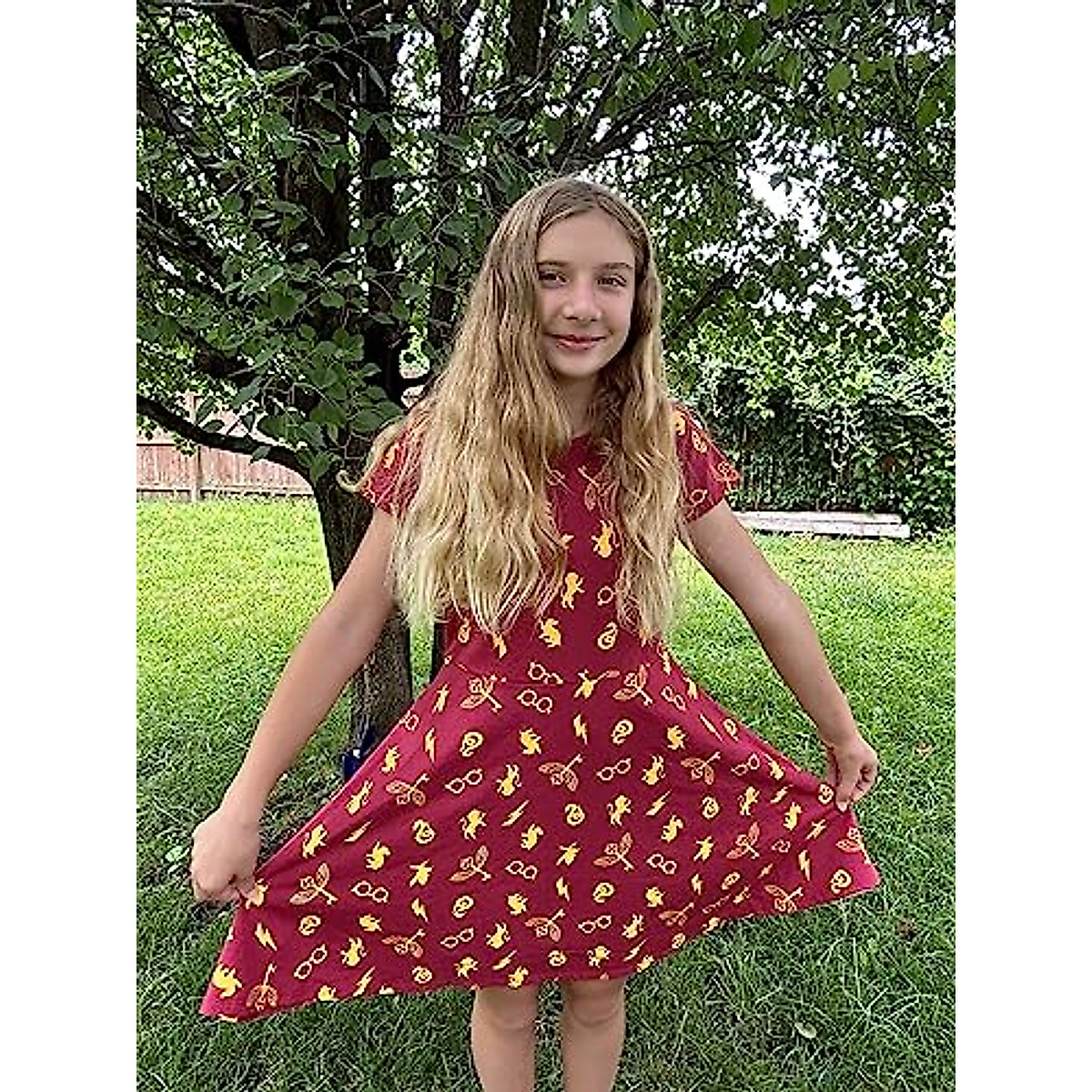 Harry Potter Big Girls Short Sleeve Dress Maroon 18-20