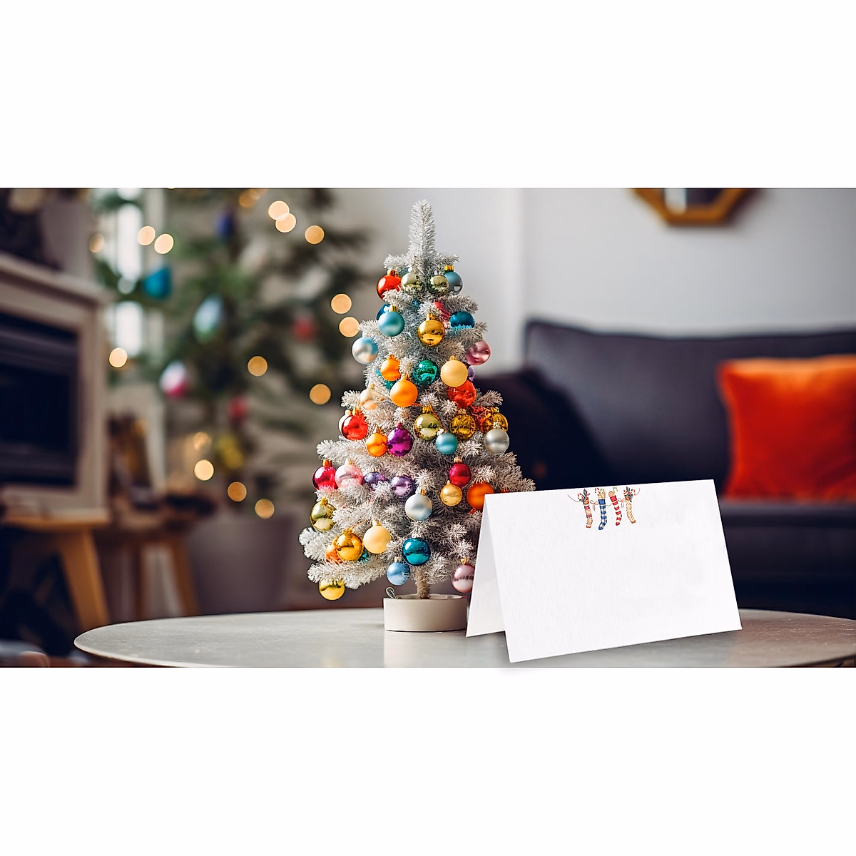 Christmas Table Place Card, 25-Piece Tent Style Cards Set, Special Paper Easy-to-Write and Foldable, Seating Cards for Christmas Party, Food Labels -C01