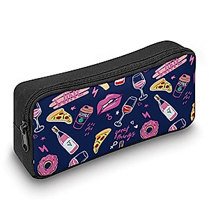 Fashion Wine Pattern Pencil Case Pencil Pouch Coin Pouch Cosmetic Bag Office Stationery Organizer