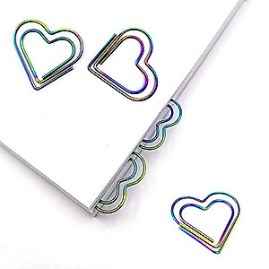 Funny live Hot Plating Color Beautiful Rainbow Love Bookmarks Dazzle Beautiful DIY Paper Clips,12 Pieces per Box
