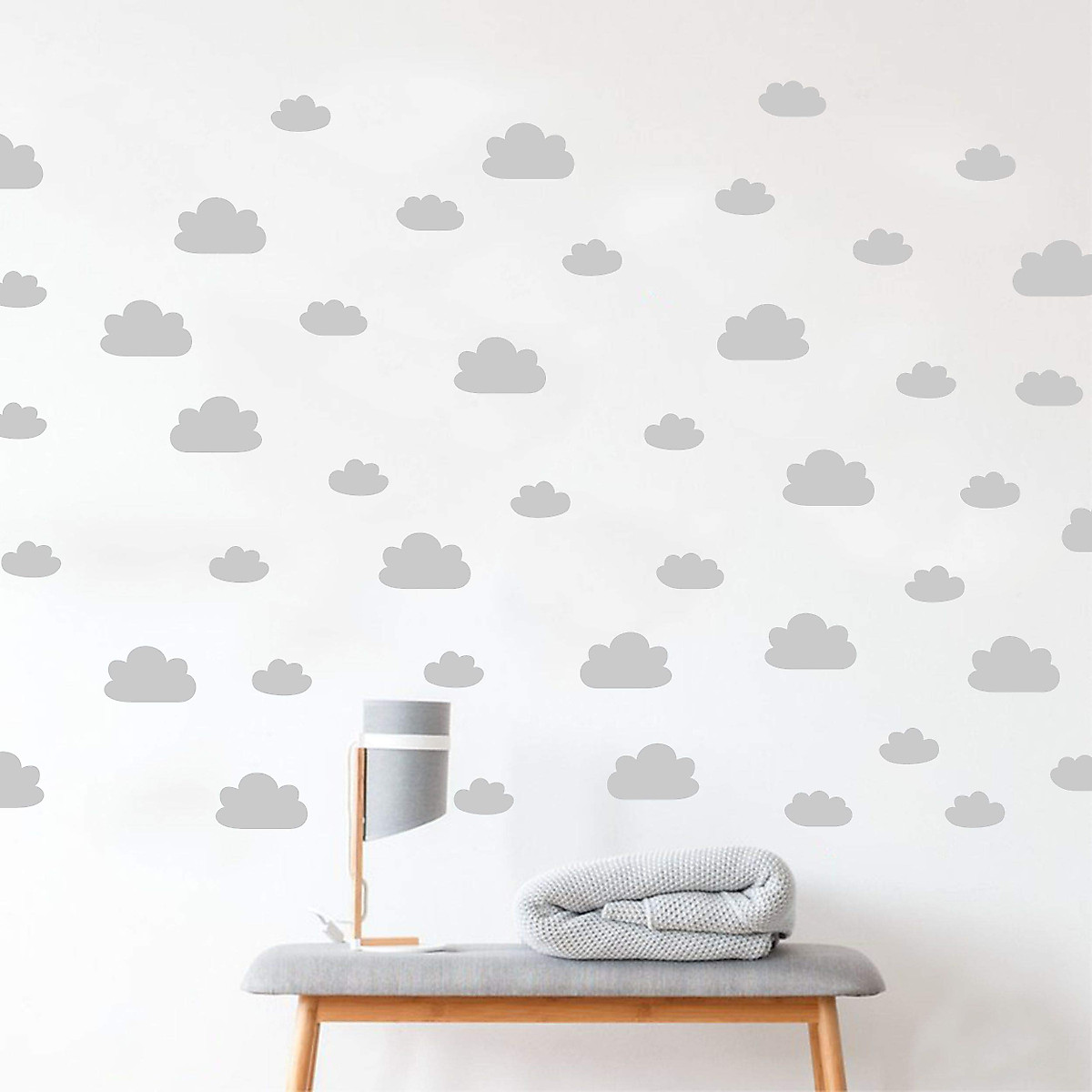 56 Pieces/Set Cloud Wall Decal Vinyl Sticker Nursery Kids Child Boys Girls Room Decor Nursery Baby Bedroom Decoration Home Stickers YMX03 (Grey)