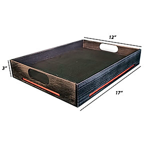 Hand-Made Custom Black Rustic Serving Tray with LED Lights Decorative Tray