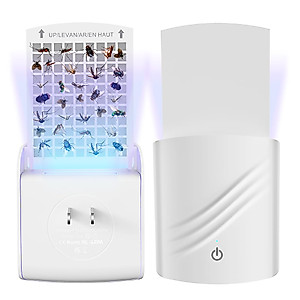 Frogoom Flying Insect Trap, Fruit Fly Traps for Indoors Gnat, Mosquito, Moth and Housefly, Plug-in Bug Light UV Attractant Catcher Fly Traps Indoor for Home Office - No Odor (1 Device + 5 Glue Cards)