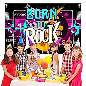 HAMIGAR 6x4ft Born To Rock Banner Backdrop - Rock and Roll Birthday Decorations Party Supplies