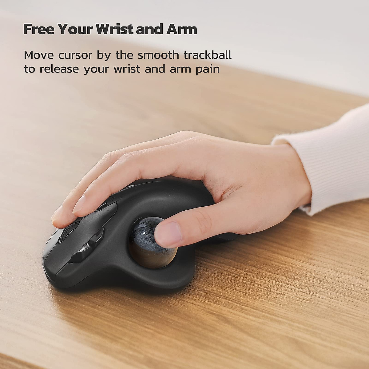 Nulea M501 Wireless Trackball Mouse, Rechargeable Ergonomic, Easy Thumb Control, Precise & Smooth Tracking, 3 Device Connection (Bluetooth or USB), Compatible for PC, Laptop, iPad, Mac, Windows