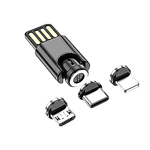 BoxWave Cable Compatible with Microsoft Surface Duo 2 5G - MagnetoSync Mini Adapter, Magnet Charging Cable USB Type-C Micro USB - Jet Black