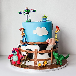 9Pack Story Action Figures Toys with Cake topper, Cartoon Figures Cupcake Toppers for Birthday Party Cake Decorations