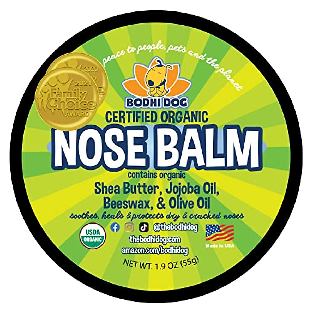 USDA Certified Organic Nose Balm for Dogs & Cats | Natural Soothing & Healing for Dry Cracking Rough Pet Skin | Protect & Restore Cracked and Chapped Dog Noses (Nose Balm, 2 oz)