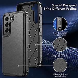 Justcool for Samsung Galaxy S22 Case, Dual Layer Heavy-Duty Rugged Shockproof Anti-Drop Protective Case for Samsung Galaxy S22 5G 6.1 Inch (Black)