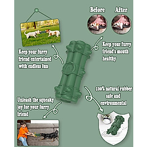 ETIAL Dog Chew Toys for Aggressive Chewers Squeaky Tough and Durable Dog Toys Natural Rubber Teeth Cleaning for Medium Large Dogs