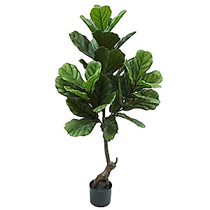Melli Welli Artificial Fiddle Leaf Fig Tree 4.1FT Tall Fake Fiddle Leaf Fig Plant Faux Tree in Pot Ficus Tree for Home Decor Indoor Outdoor Office Living Room Bathroom Corner