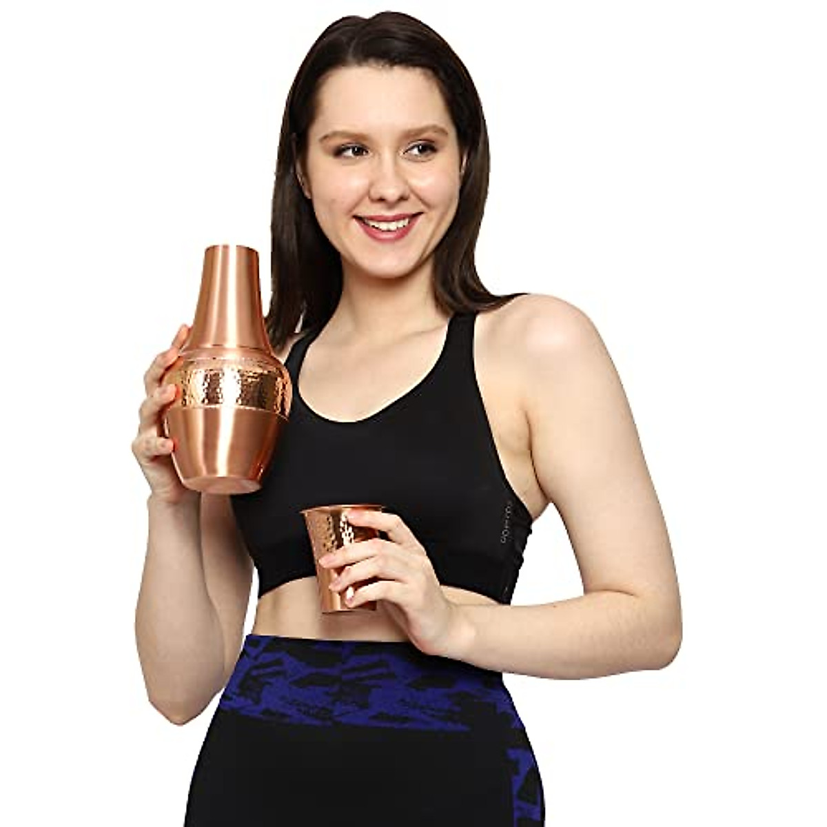 Pure Copper Bedside Carafes, Flask with Tumbler, For Ayurveda Health Benefits - Capacity - 1.4 Lt. (47.3 US Fluid Ounce)