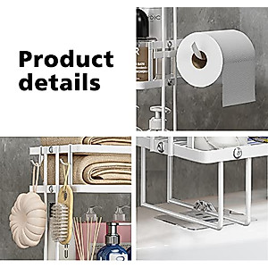 MUUBOOX Over The Toilet Storage,3-Tier Over-The-Toilet Space Saver Organizer Rack,Multifunctional Toilet Rack,No Drilling Space Saver with Wall Mounting Design(White)