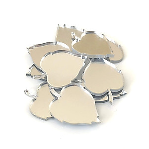 Super Cool Creations Leaf Shaped Crafting Mirrors, Set of 10, Many Colours, Shatterproof Acrylic, Blue Mirror, Pack of 10 x 6cm