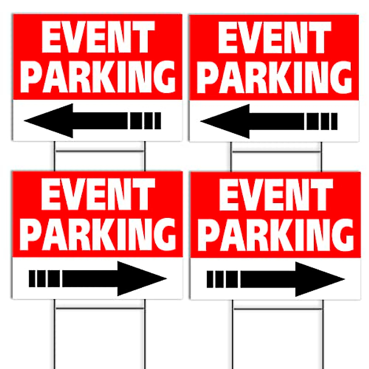 4 PC Event Parking Signs with Arrows - 16 x 12 Double Sided Coroplast ...