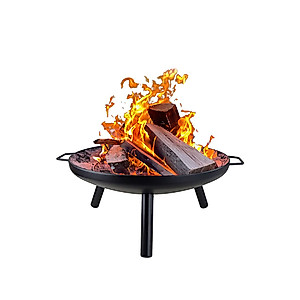 Cuisiland Wood Burning Fire Pit: 24-inch Outdoor Patio Fire Pits Bowl with 3 Legs