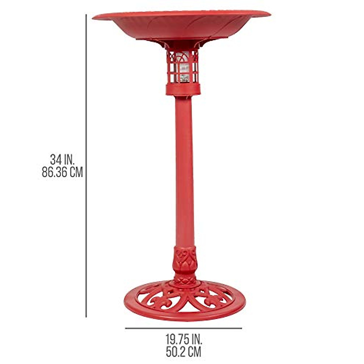 Sun-Ray 811011 Solar Lighted Bird Bath, Red