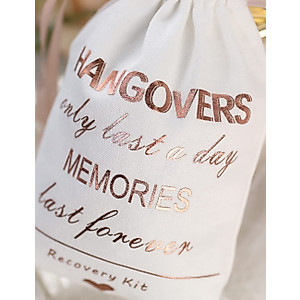Cytdkve Rose Gold Foiled Hangover Favor Bag Bachelorette Party Favor Bag, Wedding Survival Kit Bags Bride Bridesmaid Gift Bags for Wedding Bridal Shower Party (10 Pieces, White, 5 x 7 Inch)