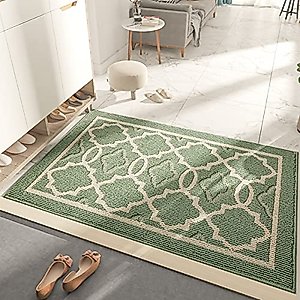 Doormats for Indoor Entrance Home - 24x36 Inches Dirt Trapper Door Mat Indoor Outdoor, Water Absorbing Door Mat, Low-Profile Indoor Entryway Rug, Non Slip Door Mat Indoor, High Traffic Areas, Green