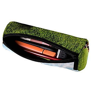 Basset Hound Dog Chasing Tennis Ball Pencil Bag Pen Case Stationary Case Pencil Pouch Desk Organizer Makeup Cosmetic Bag for School Office