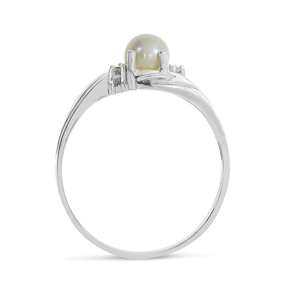 Direct-Jewelry 10k White Gold Freshwater Cultured Pearl And Diamond Ring (Size 4.5)