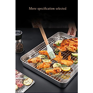 Small Baking Sheet Pan with Wire Rack Set [1 Pans + 1 Racks] Stainless Steel Cookie Pan baking Tray Size 10.4 x 8.15 x 2 Inch