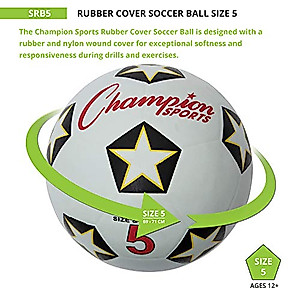 Champion Sports Rubber Cover Soccer Ball - Size 5