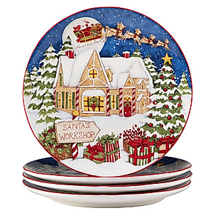 Certified International Santa's Workshop 11" Dinner Plates, Set of 4, Multicolor
