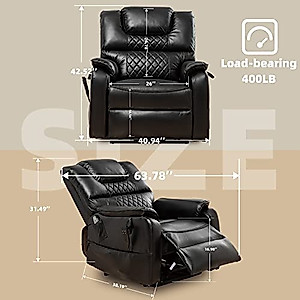 Cobplns Breathable Leather Recliner Bearing 400 Lbs, Dual Motor OKIN Ultra-Durable Massage Chair, Power Lift Recliners for Elderly, 25in Extra Wide Recliner