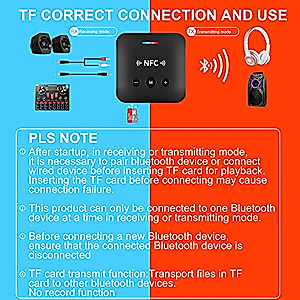 Bluetooth 5.0 Transmitter and Receiver, 2-in-1 Wireless Bluetooth Adapter,Low Latency Bluetooth Audio Adapter for TV, Bluetooth Earphone, Car, Home Stereo System (Black)