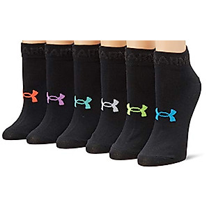 Under Armour Women's Essential Lightweight Low Cut Socks, 6-Pairs , Black , Medium