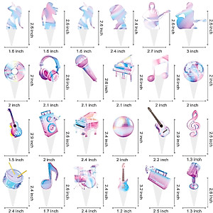 48Pcs Music Singer Party Cupcake Toppers Singer Birthday Party Decoration Popular Singer Theme Cupckae Toppers for Girls Music Singer Birthday Baby Shower Supplies