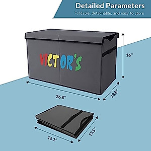 VICTOR'S Large Toy Box, Collapsible Storage Bins with Lid, Foldable Fabric Storage Box Large Organizer Container for Nursery Home Bedroom Office - Dark Grey