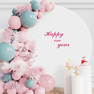 Wokceer 7.2FT Round Backdrop Cover White Round Arch Covers with Buckles Polyster Circle Balloon Arch Stand Arch Backdrop Cover for Wedding Birthday Party Ceremony Decor