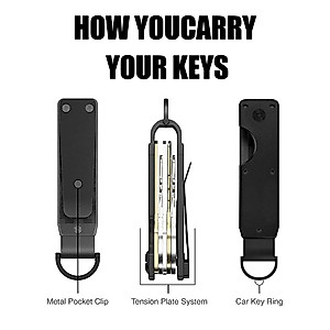 Key Organizer For Men,Compact Key Holder with Mini Screwdriver,Creative Folding Pocket Key Holder up to 5 Keys (C)