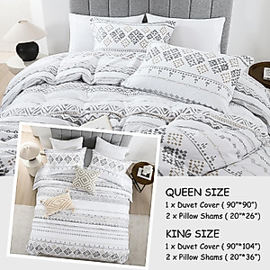 Bedduvit Boho Duvet Cover King - 100% Cotton King Duvet Cover Set for All Season,3 PCS Soft and Breathable Bohemian Summer Duvet Cover King with Zipper Closure & 8 Corner Ties