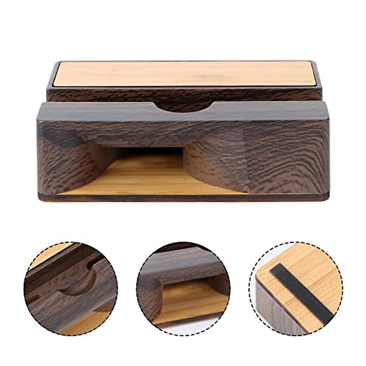 ULTECHNOVO Cell Phone Stand, Wooden Cell Phone Stand with Sound Amplifier Portable Wood Cellphone Dock on Desk Bamboo Bed Stand Mount Cradle Loud Speaker for Phone(Brown)