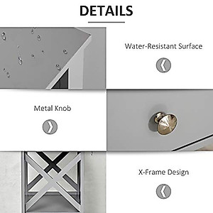 kleankin X- Frame Freestanding Floor Bathroom Storage with Two Drawers, Storage Organizer, Cabinet with 3 Shelves, Grey