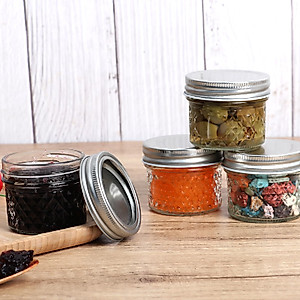 Mini Mason Jars, 8 Pack 4oz Glass Mason Jar with Regular Lids, Small Canning Jar, Ideal for Jelly, Jam, Honey, Dessert, Spice, Wedding Favor, Candles