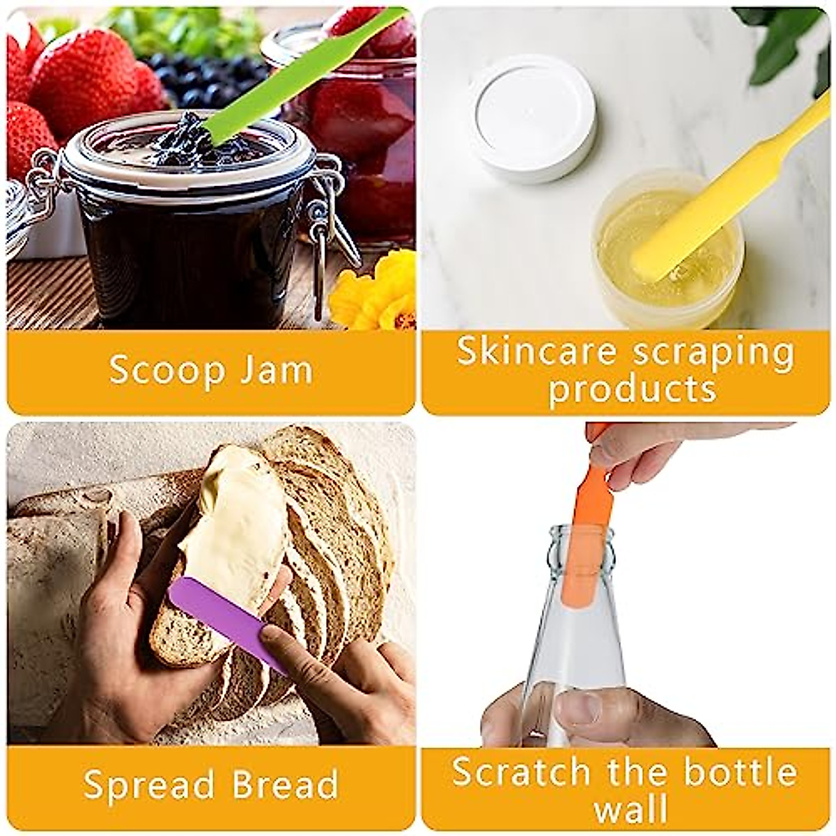 WLLHYF Color Silicone Spatula 6pcs 9.8in Extra Large Long Handle Non Stick Baking Icing Scraper Pastel Spreader Mixing Stir Sticks Cake Cream Pancake Fruit Resin Spread Scraper Set Mix 6 Colors