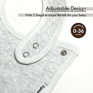 Baby Snap Bibs for Boys & Girls,12 Pack Drooling Bibs for Infants, Newborns, Organic Cotton,Adjustable,Machine Washable